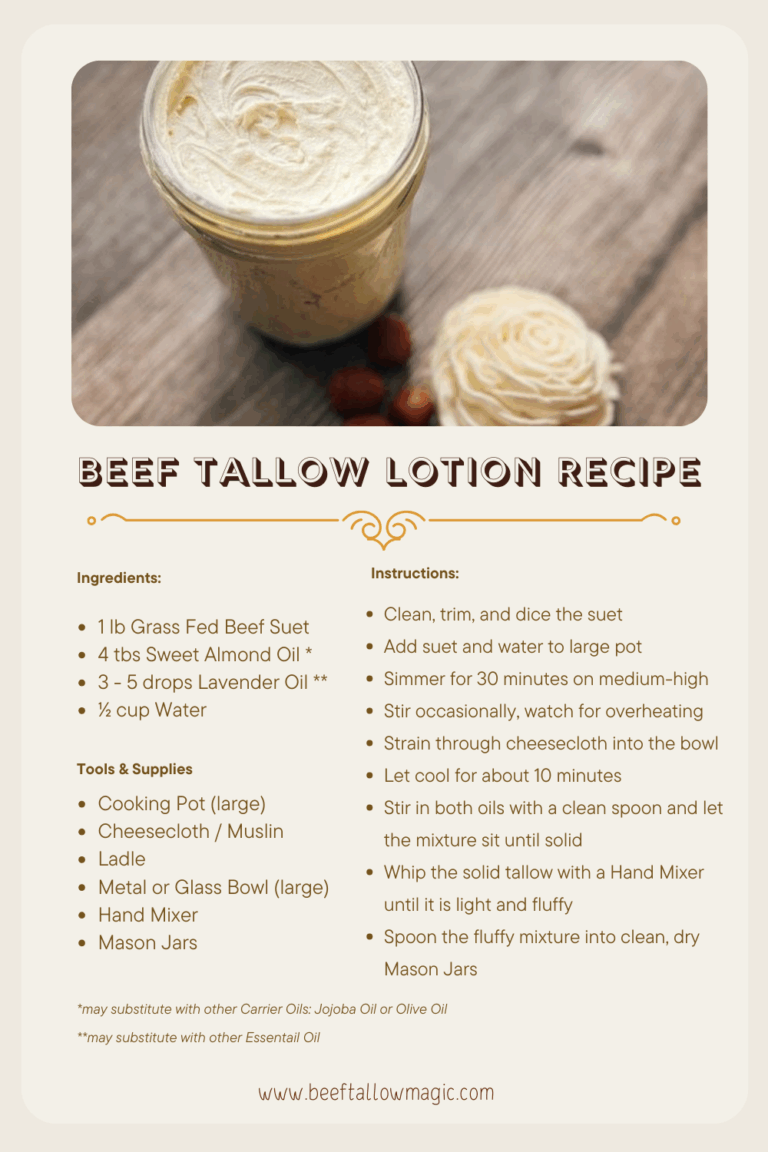 Beef Tallow Lotion Recipe - Beef Tallow Magic